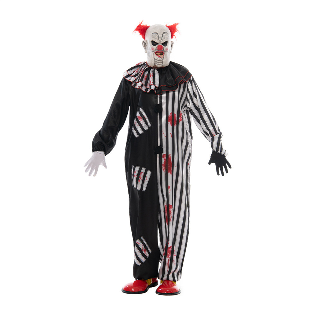Halloween Ugly Clown Jumpsuit Male Masquerade Adult Scary Cosplay ...