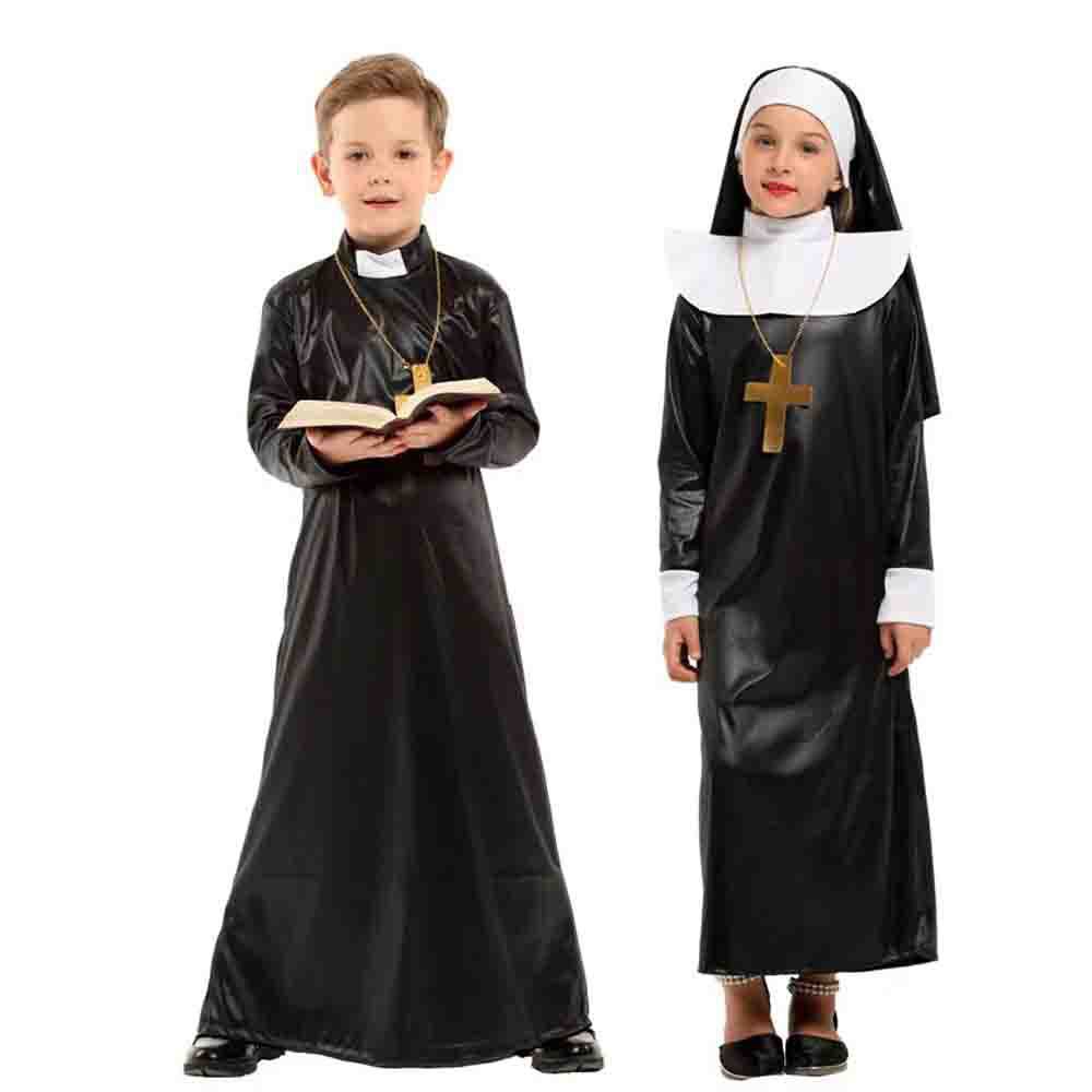 Kid Nun Costume Priest Halloween Outfit Child Masquerade Party Uniform ...